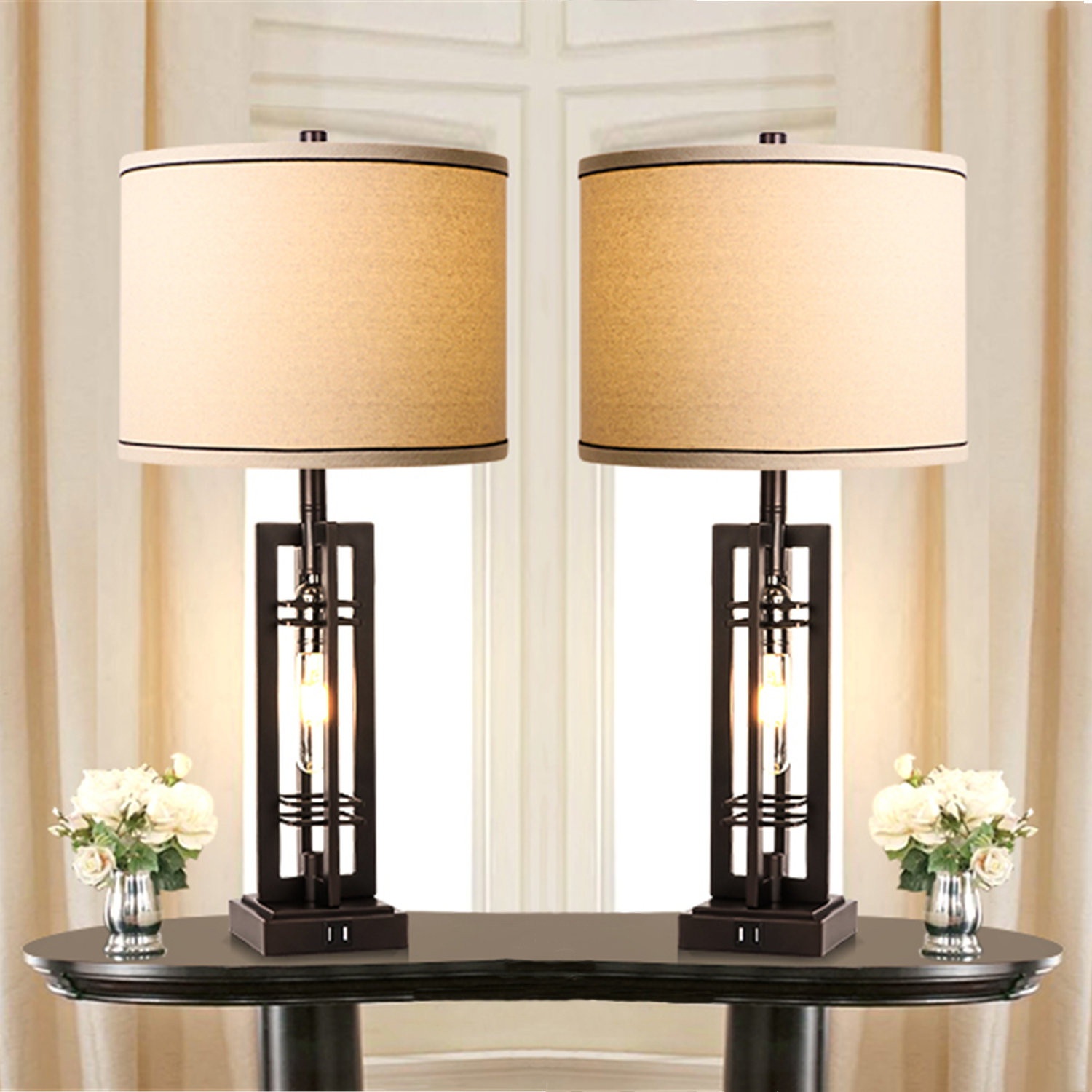 17 Stories Joean 27.5" Metal Table Lamp with USB & Reviews | Wayfair